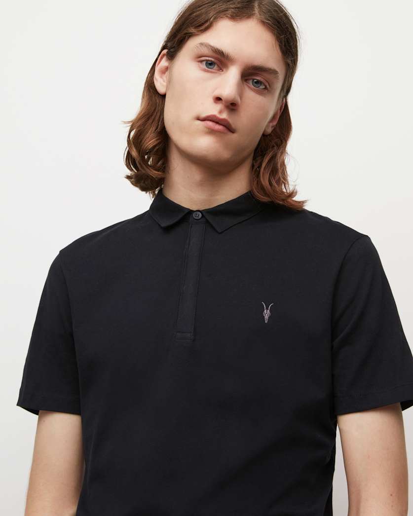 Brace Short Sleeve Polo Shirt Jet Black | ALLSAINTS